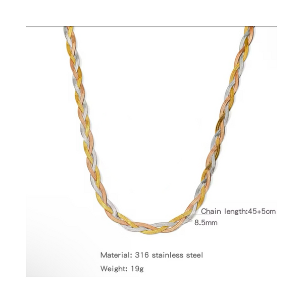 Tri-Color Braided Stainless Steel Necklace: A Blend of Elegance and Du ...